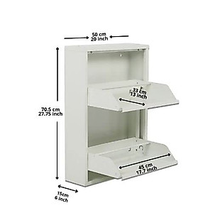 Alveon Flip Drawer Shoe Cabinet, Storage Organizer, Freestanding Shoe Rack, Wall Mounted No-Assembly (Black, 2 Drawer)