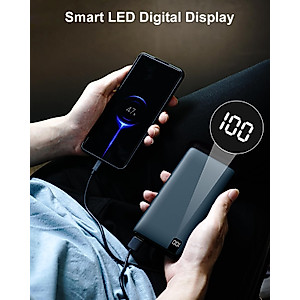 IXNINE Power Bank 26800mAh Portable Charger, High Capacity Phone Charger Compact External Battery Pack with LED Display and 4 Fast Charging Outputs for Cellphone Tablet Survival Gear (Blue)