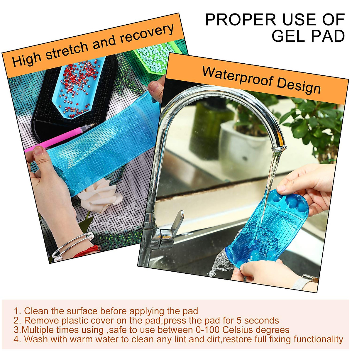 Blulu 6 Pieces Anti-Slip Tools Sticky Mat for Diamond Painting Sticky Gel Pad Non-Slip Universal Mount Holder 5.6 x 3.3 Inch for Holding Tray 5D Diamond Embroidery Accessories for Kids or Adults