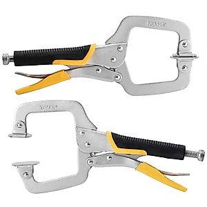 Metal Face Clamps for Woodworking - TOLESA 11 Inch Pocket Hole Jig Clamp Heavy Duty C Clamp Set Welding Clamps with Swivel Pad Adjustable Vise Grip Wood Clamp for Pocket Hole Joinery Cabinet Carpentry
