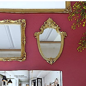 Funerom Vintage 11.6 x 9 Inch Decorative Wall Mirror Gold Shield Shape