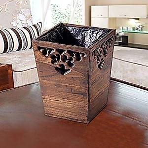 LEGU Trash cans Teak Trash Can, Durable Multifunction Garbage Can Waste Basket for Bathroom, Bedroom, Office and More 10L/2. 6 Gal Garbage Cans (Color : Auspicious)