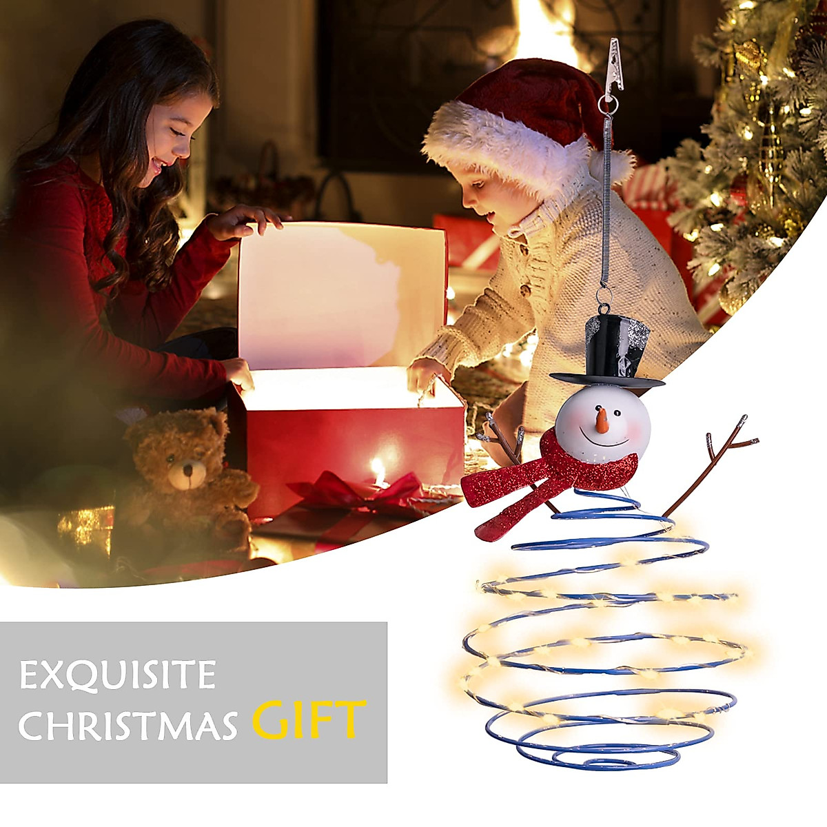 Snowman Hanging Lights Outdoor - Spiral LED Lanterns Garden Lights, Creative Iron Art Lanterns Lamp Pineapple Lights, Decorative Pendant Lights Landscape Lamp for Garden, Patio, Porch, Path, Yard