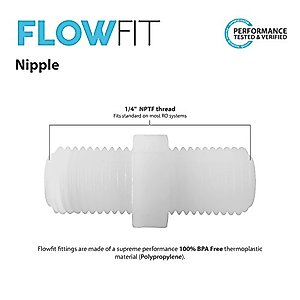 Express Water Hex Nipple 1/4" Fitting Connection Parts for Water Filters and Reverse Osmosis RO Systems - 10 Pack