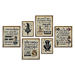 Alice in Wonderland Wall Art Decor - Mad Hatter White Rabbit Cheshire Cat - Motivational Wall Art for Alice Fans - Alice Inspirational Saying Quote Print Poster - Affirmation Gift for Women Teen Girl