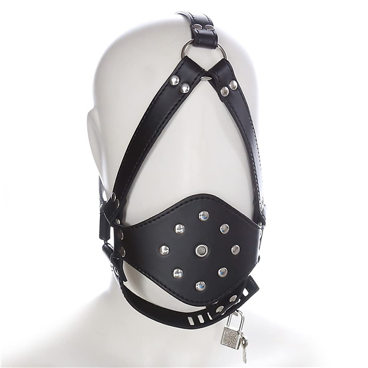 JCAKES Leather Sport Head Belts Cosplay Face Masks Rivet Mouth Masks Masquerade Costume Accessory