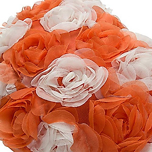 JWH Heart Shaped Throw Pillow Cover Decorative 3D Flower Accent Pillow Case Aesthetic Floral Cushion for Bed Bedroom Couch Living Room with Insert 14 x 16 Inch White Orange