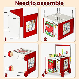 Baby Walker for Girls Boys Toddler Toys Age 1-2 Infant Toys 6-12 Months Baby Activity Center Learning Wooden Toys for 1 2 3 Year Old Baby Birthday Gifts Kids Baby Toys 12-18 Months, Assembly Required