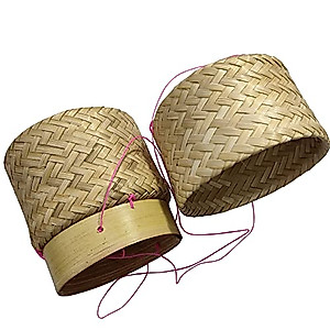 Heavens Tvcz Bamboo Sticky Rice Basket Kratip Small Handmade Natural White Orchid Basket Steamer Kitchen in Thailand for Kitchenware or Cookware Pot Food Travel Picnic Keeping After Steaming Keep Warm