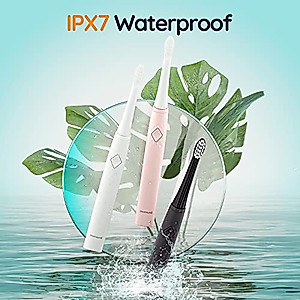 mornwell Sonic Electric Toothbrush T27 Electric Toothbrush with 4 Dupont Brush Heads Ultra Sonic Motor 3 Modes & Smart Timer Rechargeable Electric Toothbrush for Teenagers and Adults