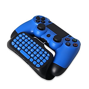 Wireless Gaming Keyboard for PS4, 2.4G Wireless Chatpad, Rechargeable Online Gaming Live Chat Message KeyPad with Built in Speaker & 3.5mm Audio Aux-in for Playstation 4/PS4 Slim/PS4 Pro Controller