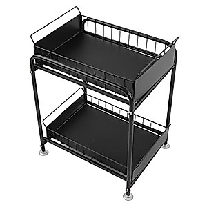 Oumefar Under Sink Organizer  , Anti Rust Pull Out Mesh Basket Stable 2 Tier Stackable Multi Use with Sliding Drawer for Kitchen