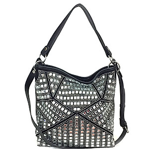 Zzfab Concealed Carry Gem Geometry Hobo Bag black