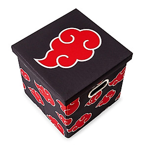 Naruto Shippuden Akatsuki 13-Inch Fabric Storage Bin With Handles and Lid | Cube Organizer For Cabinet, Closet