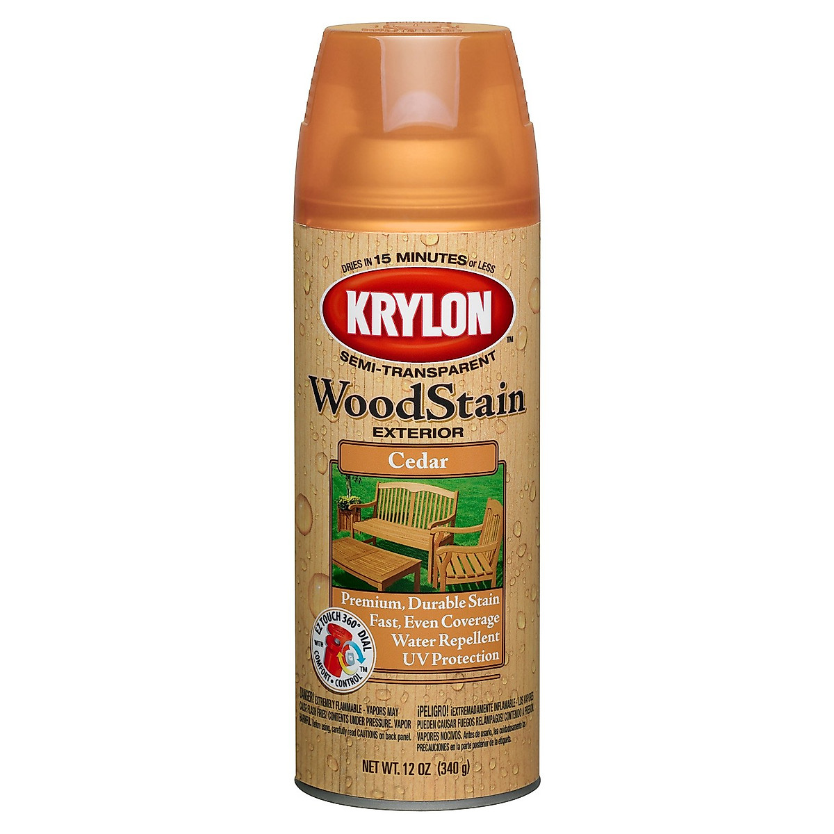 Krylon K03601000 Exterior Semi-Transparent Wood Stain, Cedar, 12 Ounce