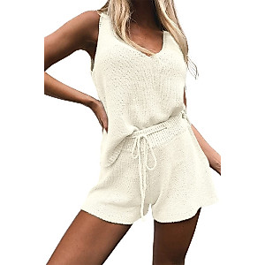 Imily Bela Women's Summer Lounge Sets Knit 2 piece Outfits Tank Tops and Shorts Loungewear