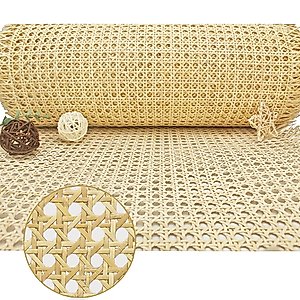 18" Widthx3.3 Feet Open Natural Rattan Webbing Cane Webbing Roll Sheet Supplies Kit,Rattan Cane Caning Material Roll Sheet, Ratan Cane Mesh Fabric,Cane Woven Weave for Chairs Furniture Caning Projects