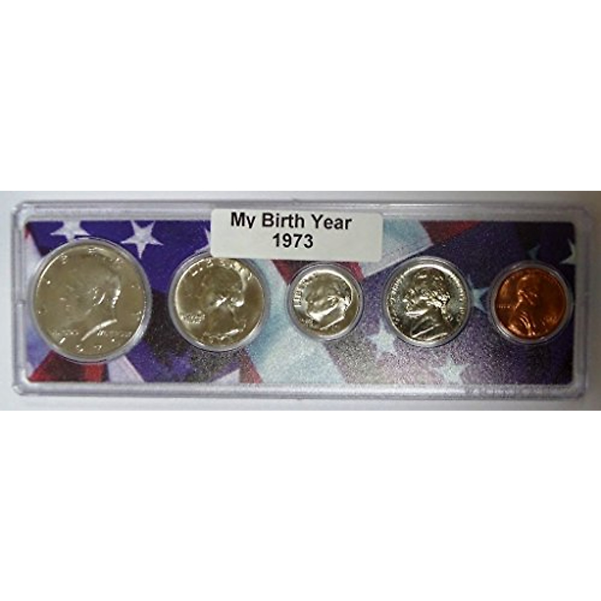 1973-5 Coin Birth Year Set in American Flag Holder Uncirculated