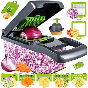 Vegetable Chopper, Pro Onion Chopper, Multifunctional 16 in 1 Food Chopper, Kitchen Vegetable Slicer Dicer Cutter,Veggie Chopper, Chopper With Container