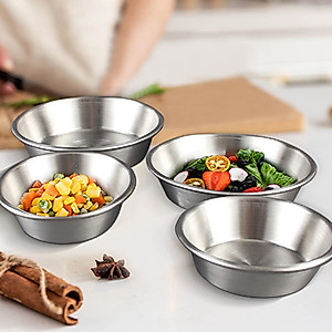 ZGWANSUI Stainless Steel Dipping Sauce Dish, Individual Sauce Bowls Saucers, Small Metal Ramekins, Little Seasoning Bowls, Soy Sauce Dishes for Sushi Salad Dressing Side Dish, 4 Pack 5.3oz