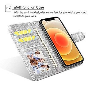 QLTYPRI Case for iPhone 12 Mini Premium PU Leather Rubber Silicone Bumper Card Holder Magnetic Detachable Wallet Case Cover for iPhone 12 Mini (5.4 inch) - Silver