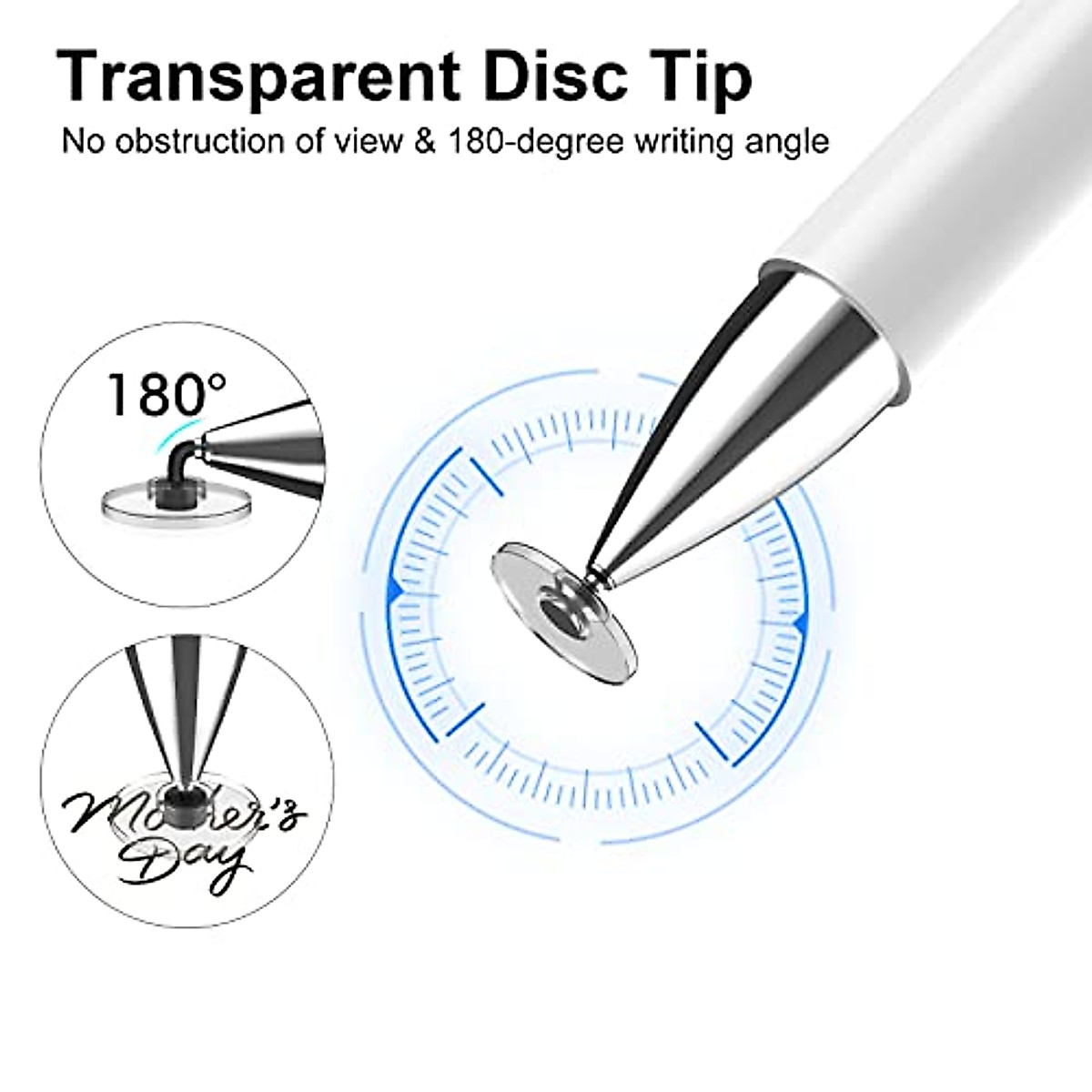 Stylus (2 Pcs), StylusHome Magnetic Disc Universal Stylus Pens Touch Screens for Apple/iPhone/Ipad pro/Mini/Air/Android/Microsoft/Surface All Capacitive Touch Screens - Black/White