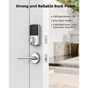 Keyless Entry Door Lock, Zomnua Fingerprint Smart Front Door Locks with Keypads, Smart Digital Biometric Electric Deadbolt Lock with Auto Lock, Fob, Code, Touchscreen,Silver