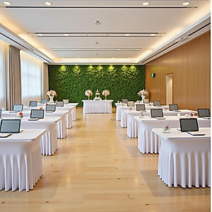 Outpain White Spandex Table Clothes for 8 Foot Rectangle Tables-6Pack 8FT Spandex Fitted Table Cover, Wrinkle Free Tablecloths with Skirt for Parties, Wedding, Birthday, Banquet, Festival