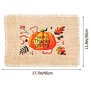 LUOZZY 4pcs Thanksgiving Home Dinner Decoration Jute Mats Pumpkin Table Mat Insulation Mats for Kitchen