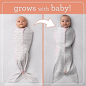 SwaddleMe Room to Grow Pod – 0-6 Months, 1-Pack (Pink Waves) Expandable Baby Swaddle Grows with Baby and Helps Prevent The Startle Reflex for Comfortable Sleep