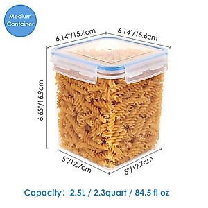 Vtopmart Food Storage Containers 2.5L / 84.5oz, 4 Pieces BPA Free Plastic Airtight Canister for Flour, Sugar, Baking Supplies, with 4 Measuring Cups and 24 Labels, Blue