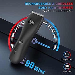 INVJOY Body Trimmer for Men, Ball Shaver, Electric Groin & Pubic Hair Trimmer, Waterproof Wet/Dry Groomer, Replaceable Ceramic Male Hygiene Razor Clippers w/ Charging Dock for Full Body Grooming