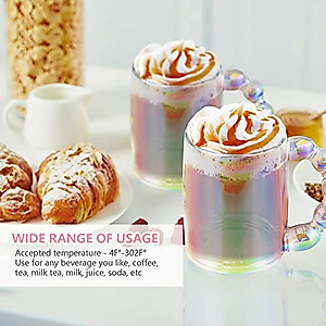 Iridescent Glasses Coffee Mug Insulated Heavy Espresso Mugs Crystal Vintage Glass Tea Cup with Handle, for Drinking Hot Beverages Cappuccinos Latte Café Cocktail Beer,11OZ. 330ml Gift Package