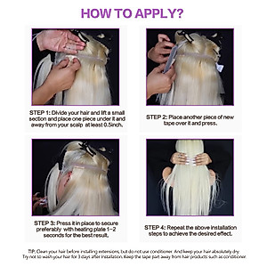 ABH AMAZINGBEAUTY HAIR Rooted Tape in Hair Extensions, Remy Human Hair, 20 Pieces 50 Grams, Platinum Blonde with Dirty Blonde Roots, 20 Inch