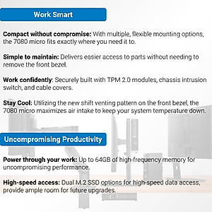 Dell OptiPlex 7080 Micro Form Factor Mini Business Desktop, Intel Core i5-10500T Processor, 64GB RAM, 1TB PCIe SSD, DisplayPort, RJ45, Wi-Fi 6, Type-C, Bluetooth, Windows 11 Pro, Black