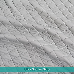 Toddler Blanket for Daycare, Baby Crib Nap Blankets Comforter, Quilted Kids Cot Bed Blanket 39"x47", Soft Throw Blanket for Kids, Lightweight Grey Swaddle Blanket Boys & Girls