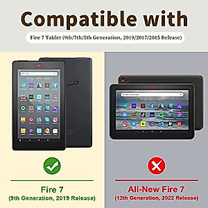 Case for Amazon Fire 7 (7 inch, 9th/7th/5th Generation, 2019/2017/2015 Release), 360 Degree Multi-Viewing Angles Adjustable Stand PU Leather Cover, Sugar Skull