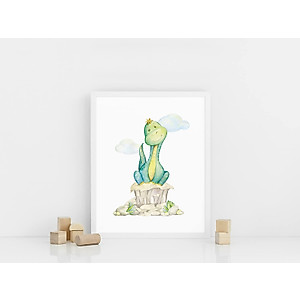 bumbleboo Dinosaur Nursery Wall Prints, Play Room Decoration For Boy, Nursery Wall Art, Nursery Room Decor, Dinosaur Room Decor For Boys, Unframed, Set of 6 Prints, 8x10