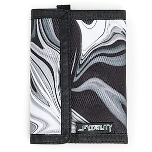 Fydelity 80's RFID Blocking Wallet - Mens and Women's RFID Wallet for Cards and Cash Bifold Hook & Loop Wallet Retro Wallets Men Women, Girls and Boys Wallet BLACK SLICK