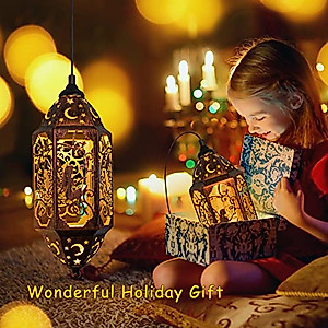 Go2garden Solar Hanging Lanterns Outdoor Waterproof, Big Fairy Moon Metal Decorative Solar Lights for Patio, Yard, Pathway, Garden Décor, Birthday Gifts for Mother, Mom (2Pack, Red Copper)