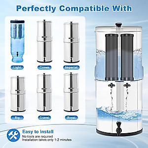 Jabrissi Water Filter Replacement for Berkey® BB9-2® Black Purification Elements, Activated Carbon Filters Compatible with Berkey Gravity Water Filtration System, Pack of 6