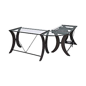 Coaster Home Furnishings CO-800446 Monterey 3-Piece L-Shape Computer Desk Set, Cappuccino and Clear, 68 W x 67 D x 30 H