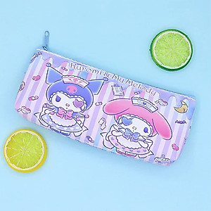 FETELAZ Cute Melody Kuromi Accessories School Supplies, Including Notebook Pencil Case Pens Stickers Button Pins Lanyard Keychain Ruler Bookmarks Phone Ring Holder