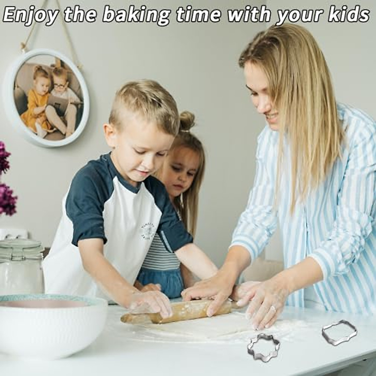 Kanehosi Frame Cookie Cutters 10pcs Stainless Steel Plaque Cookie Cutter Difference Shapes, DIY Fondant Cutters Tiles Metal Pancake Molds for Biscuit Wedding Baking Decorations Holiday Birthday Party