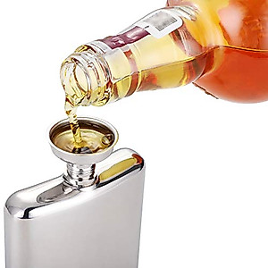 HIDORAN 6oz Shiny Hip Flask Stainless Steel Pocket Container for Drinking Thickening Hip Flasks with Funnel Curved Pocket Flask for Liquor Leak-Proof Mirror-Like Finish Silver