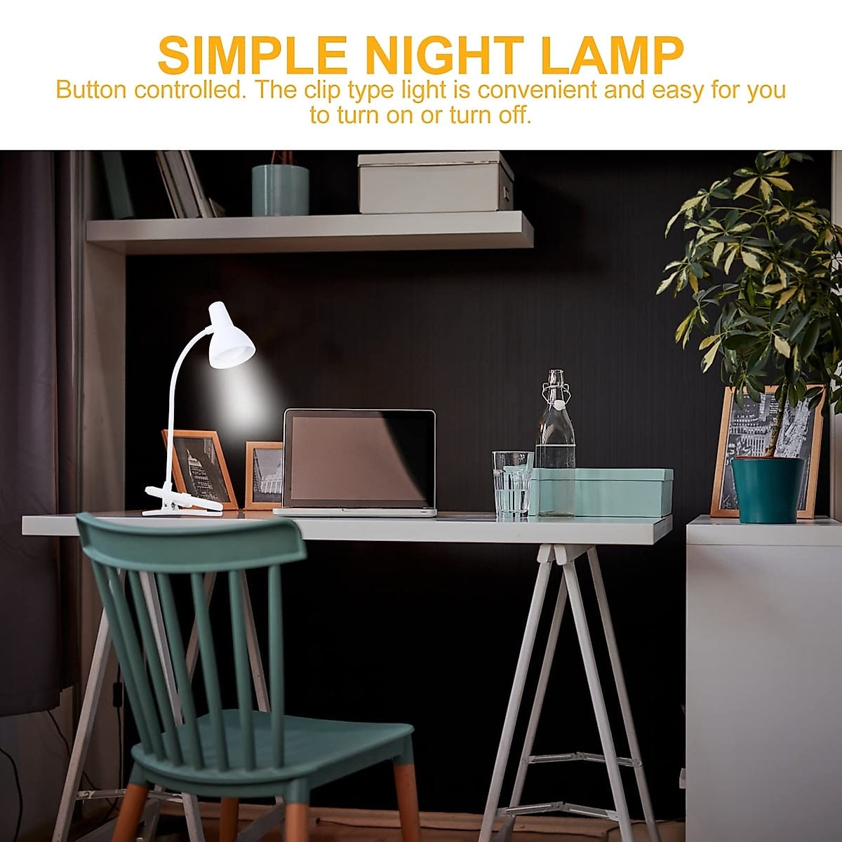 OSALADI Reading Lamp Gooseneck Desk Lamps LED Table Lamp Clip On Desktop Light with USB Charging Port for College Dorm, Home, Office
