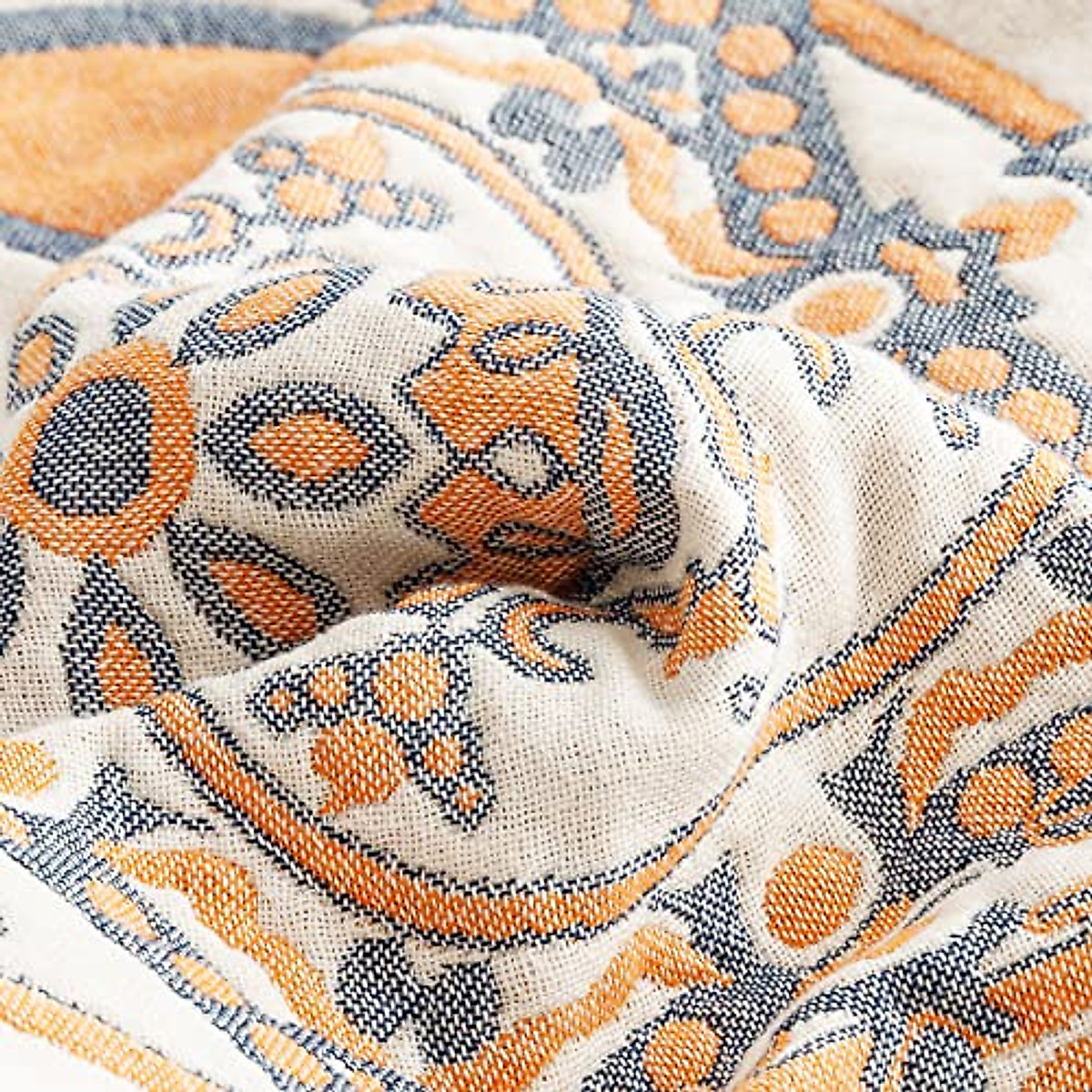 MEJU Mandala Boho Flower Muslin All Season Blanket for Bed Sofa Couch, 100% Combed Cotton 4 Layer Soft Warm Quick Dry Throw Blanket Bed Coverlet Sheet (Mandala, Twin (59 in x 78 in))