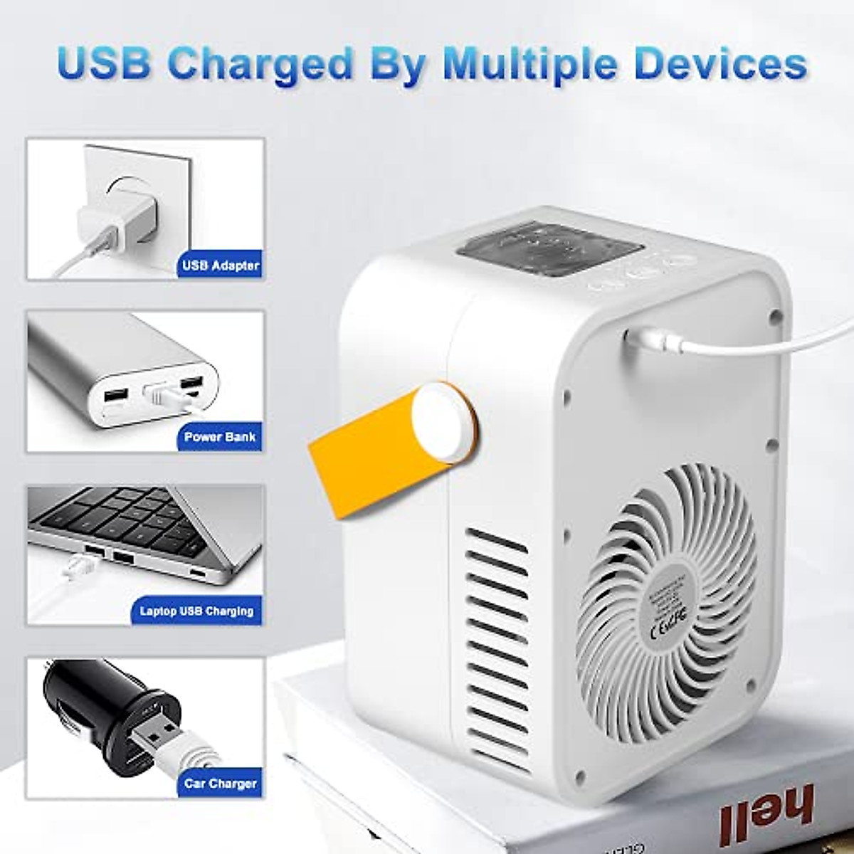 Portable Air Conditioner, Personal Air Cooler, USB Air Conditioner Fan with 3-Speed, Quiet Air Cooler Misting Fan with Handle for Home Room Office