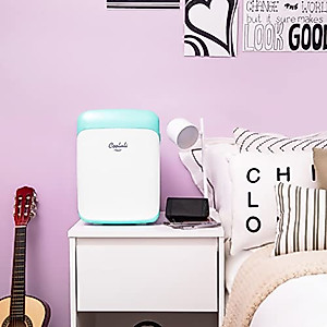 Cooluli 15L Mini Fridge for Bedroom - Car, Office Desk & College Dorm Room - 12V Portable Cooler & Warmer for Food, Drinks, Skincare, Beauty, Makeup & Cosmetics - AC/DC Small Refrigerator (Turquoise)