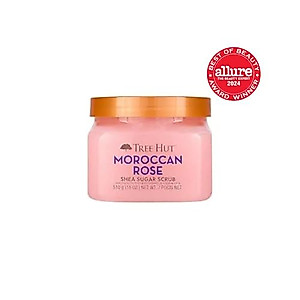 Tree Hut Moroccan Rose Shea Sugar Scrub | Exfoliating Body Scrub Removes Dead, Dry Skin for a Soft & Hydrated Feel | Nourishing Essential Body Care | 18 fl oz.